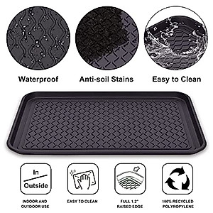 Flyowl Boot Tray for Entryway Indoor, 2 Pack 24 x 16 inch Heavy Duty Shoe Mat for All Weather, Use to Store Shoes&Boot, Pets' Feeder, Plants, Tools.