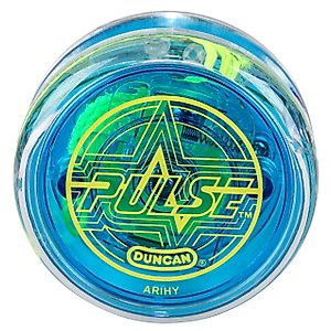 Duncan Toys Pulse LED Light-Up Yo-Yo, Intermediate Level Yo-Yo with Ball Bearing Axle and LED Lights, Clear/Blue