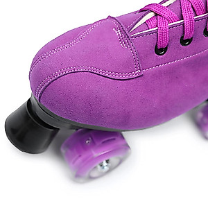 Women's Roller Skates Outdoor Suede Quad Skates Purple Size 38