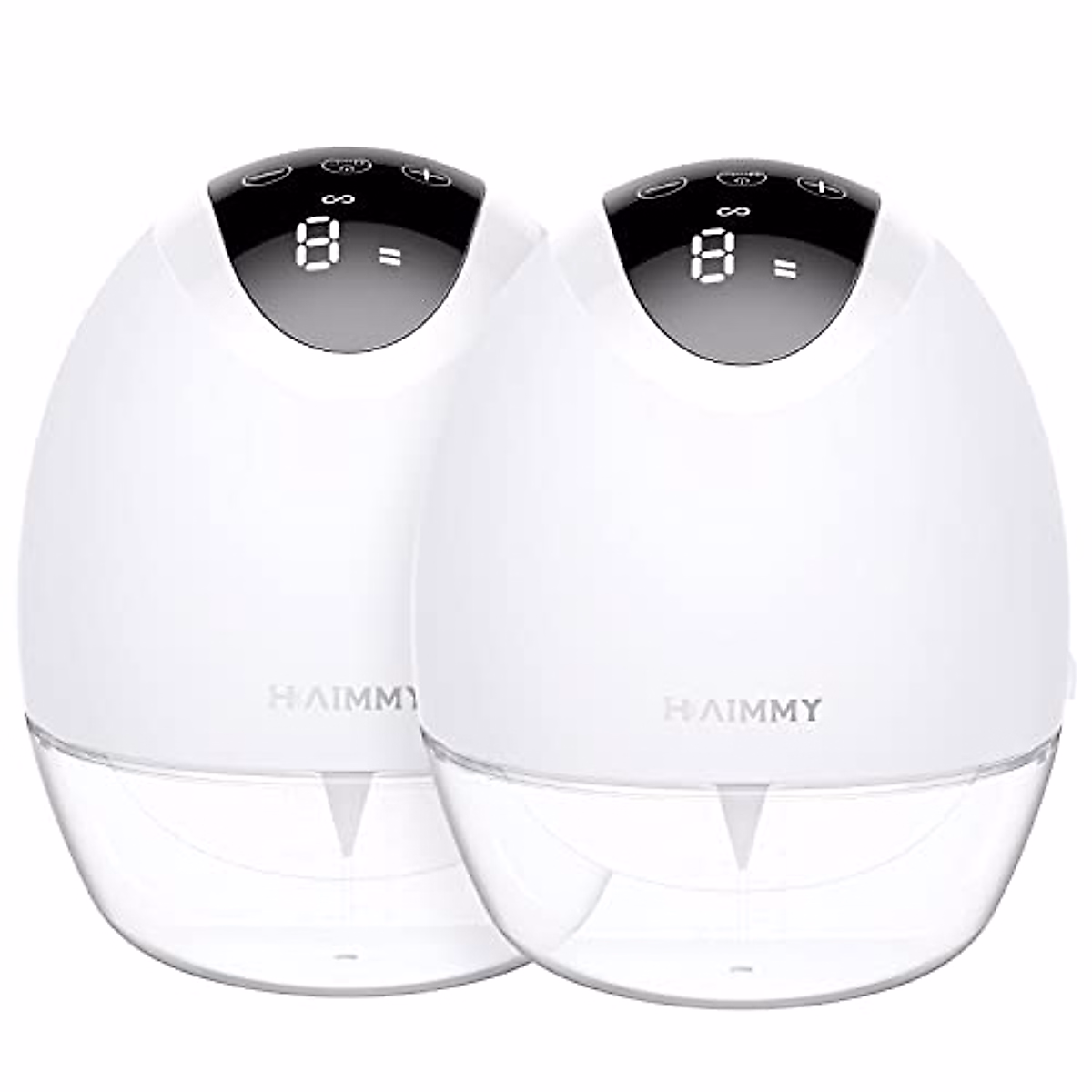 Wearable Breast Pump Hands Free, Haimmy Electric Portable Wireless Breast Pumps with LCD Display 3 Modes & 9 Levels, 19/21/24/28mm Flange, Leak-Proof, Low Noise Painless Breastfeeding Pump (2 Pack)