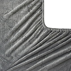 HYPREST Flannel Sheets King Size Deep Pocket, 250 GSM Micro Plush Velvet Sheets, Hotel Luxury Soft Breathable Grey King Bed Sheets Warm Fleece Sheets fits Mattress up to 24" in