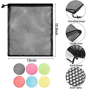 iMucci 12Pcs Mesh Bag 13"X15.5" Drawstring Gym Bag Nylon Mesh Drawstring Bag with Cord Lock Closure for Collecting Toys Travel Sports