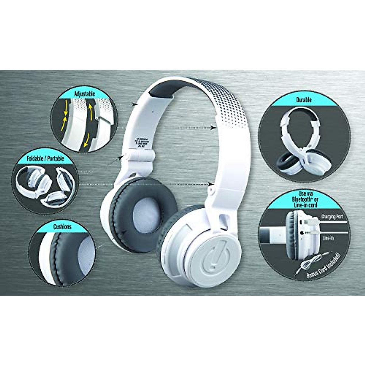 eKids Kids Bluetooth Headphones, Wireless Headphones with Microphone Includes Aux Cord, Volume Reduced Kids Foldable Headphones for School, Home, or Travel