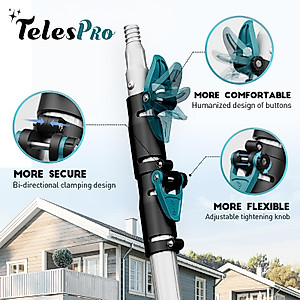 TelesPro 5-12FT Telescoping Extension Pole | Lightweight Aluminum Rod | Multi-Purpose Extendable Pole with Universal Twist-on Metal Tip | Ideal for Painting, Dusting, Window Cleaning,Tree Sawing