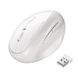 SANWA 2.4G Wireless Ergonomic Mouse White, Vertical Optical Ergo Mouse Small Hands, Cordless Mice for Wrist Pain, 800/1200/1600 DPI, 5 Buttons, Compatible Mac, Windows, PC, Desktop