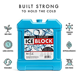 Cool Coolers by Fit + Fresh, XL Freezer Ice Block, Large and Powerful Ice Pack, Perfect for Insulated Cooler, Beach Bag, Backpack Cooler & More, 1PK, Blue