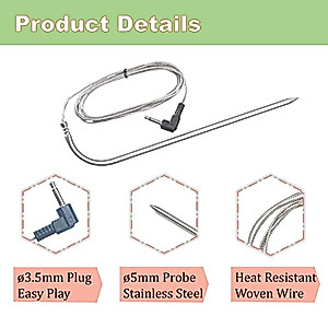 2-Pack Meat Probe Thermometer Compatible with Louisiana Grill/Cuisinart/Oklahoma Joe's Rider Wood Pellet Grill and Smoker