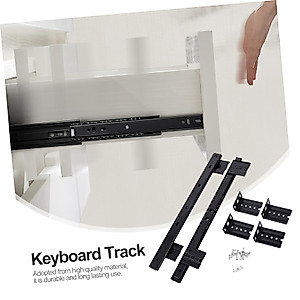 SEWOART 1 Pair Keyboard Drawer Rails Silent and Smooth Under Desk Keyboard Slides Solid Steel Ball Bearings Design Black Ultra Soft-Close Function