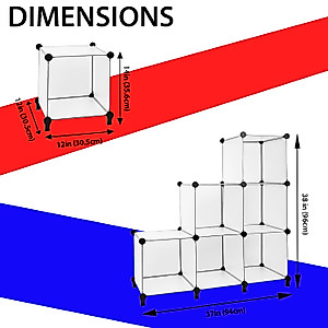 Gold Armour Cube Storage 6-Cube Bookshelf Closet Organizer Storage Shelves Shelf Cubes Organizer Plastic Square Bookcase DIY Closet Cabinet Organizer Shelving for Home Office Bedroom (Black)