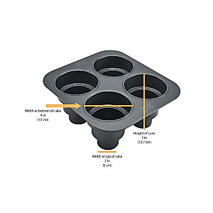 Chicago Metallic 26633 Multi Tier Cake Pan 4 Cavity, 10.6 x 9.60 x 4.5 Inch, Gray, 6-Cup