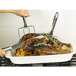 i Kito Stainless Steel Turkey Lifter,Set of 2 Heavy Roasted Turkey Meat Forks for Thanksgiving
