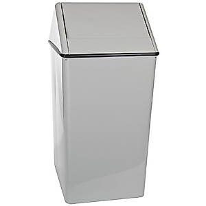 Witt Industries 1411HTSL Stainless Steel 21-Gallon Waste Watcher Hamper and Swing Top Receptacle, Square, 15" Width x 15" Depth x 38" Height, Slate