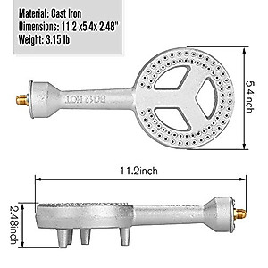 WADEO High Pressure Cast-Iron Round Propane Burner Head with 4FT 20 PSI Adjustable High Pressure Propane Regulator with Hose and Brass Fitting