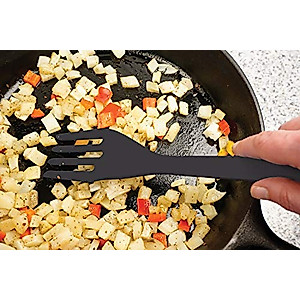 RSVP International (EFF-TQ) Silicone Flexible Fork, Black, 11" | Mixes Ingredients, Mashes Food, Whisks Eggs, & More | Dishwasher Safe & Heat Resistant | Baking, Serving, Mixing Made Easy