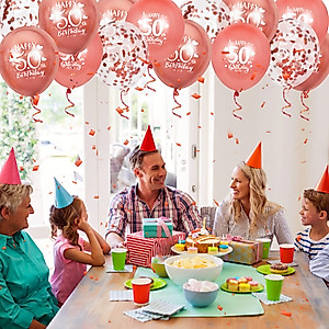 50th Latex Birthday Balloons,15 Pcs Rose Gold Happy 50th Birthday Balloons, Rose Gold 50th Birthday Party Decorations Balloons for Women Men 50th Birthday Anniversary Decoration