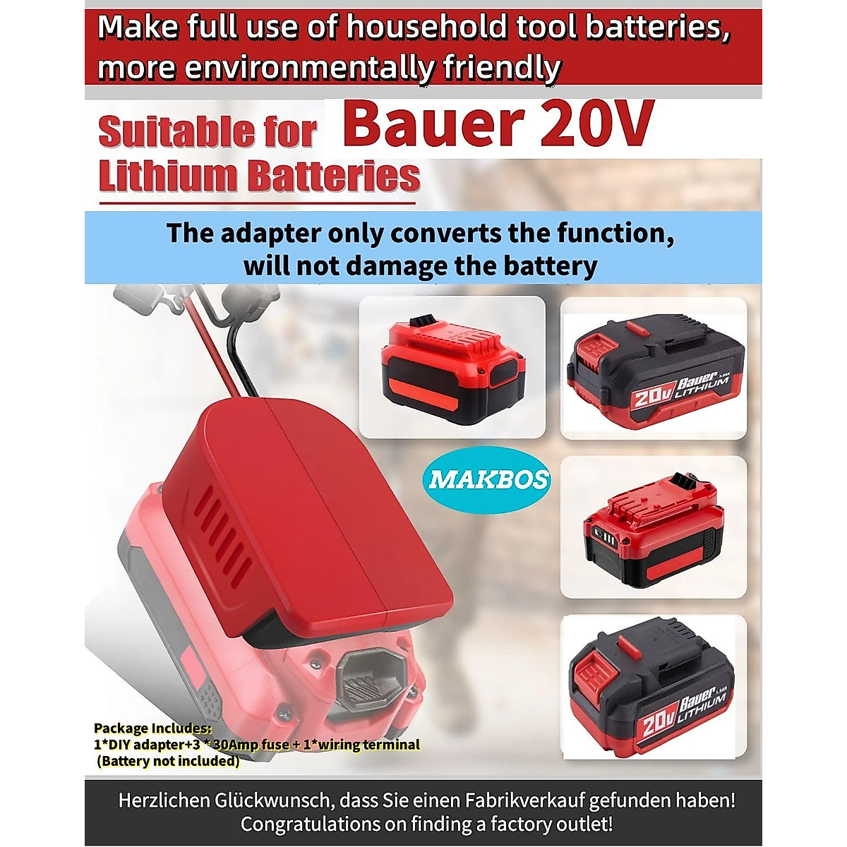 for Bauer 20V Battery Adapter,for Power Wheels Adaptor,DIY Converter for Bauer 20V Battery Power Station,Battery Conversion Kit with Switch,for DIY Rc Car Toys Batteries,for Robotics and Rc Truck