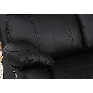 Alexent Loveseat Recliner Sofa, Power Recliner Leather Loveseat Sofa with USB Port Recliner Chair Couch 2 Seater Sofa for Living Room,Bedroom,Playroom,Black