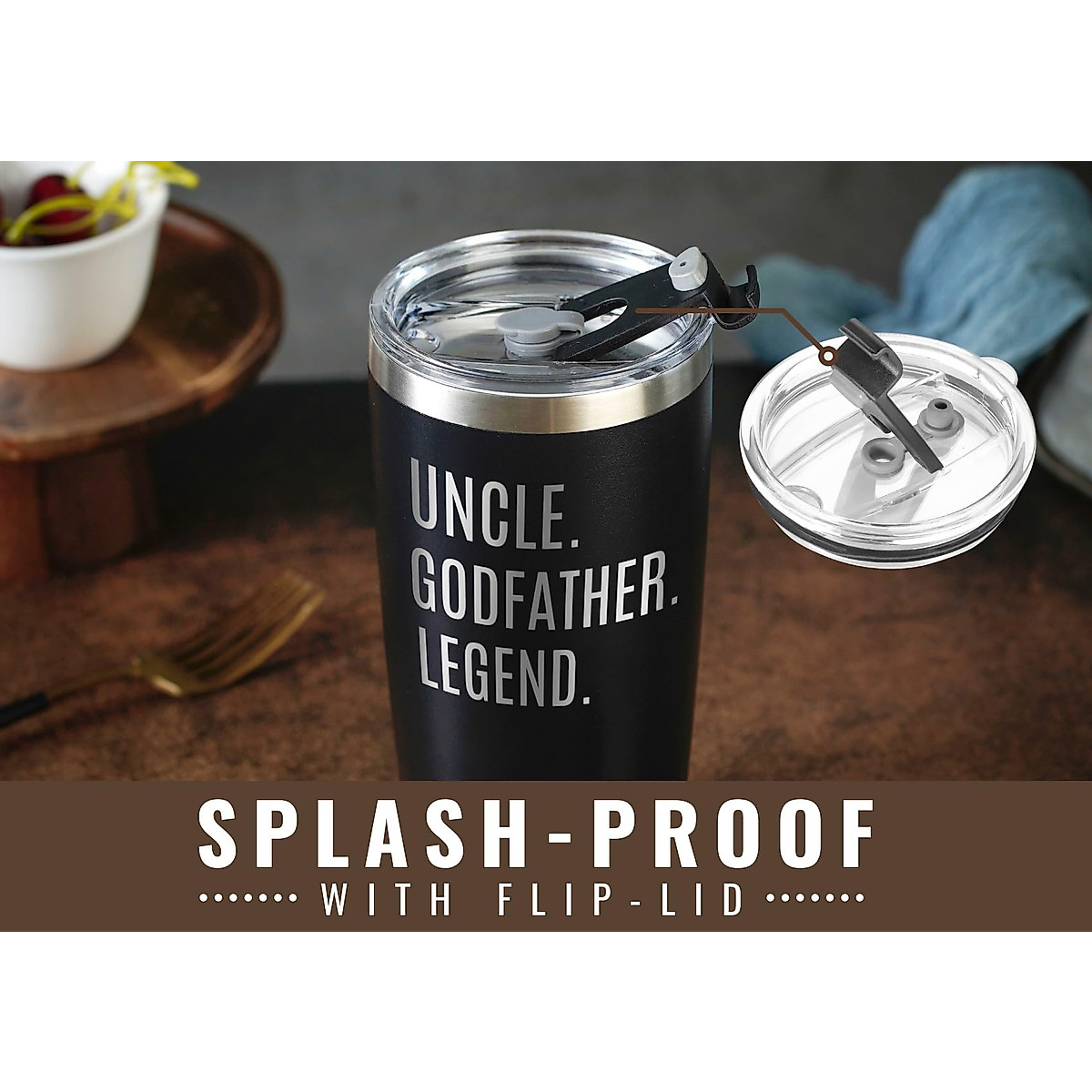 Onebttl Godfather Gifts from Godchild - 20oz Stainless Steel Insulated Tumbler Travel Mug, Funny Gift Idea for Best Uncle Legend on Christmas, Birthday