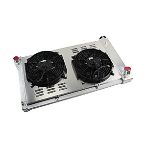 Cubauto All Aluminum Radiator Fan for 1967-1972 70 Chevy Gmc Blazer C/K Series C10 C20 C30 K10 K20 K25 Pickup Trucks Suburban Van 3 Row Core Radiator with Shroud Fan Relay