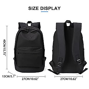 coowoz School Backpack Waterproof Black Bookbag College High School Bags For Boys Girls Lightweight Travel Rucksack Casual Daypack Laptop Backpacks For Men Women(Black2)