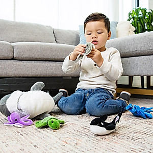 PREXTEX Plush Toy Shark Stuffed Animal with 5 Sea Animals - Shark Plush Toy with Turtle, Whale, Octopus, Stingray, Crab - Giant Stuffed Animals for Kids Aged 3 and Up - Fun Gift for Sea Animal Lovers