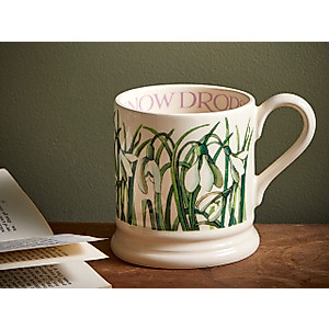 Emma Bridgewater Handmade Ceramic White Snowdrops Flower Gift Half-Pint Coffee and Tea Mug