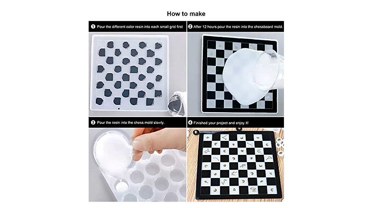Endoto 3D Chess & Checkers Mold Kit for DIY Resin Art