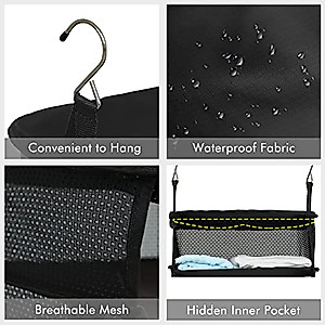 Surblue Hanging Closet Storage Bag Collapsible 3-Shelf Washable Oxford Fabric with 2 Hooks (L 11.41 * 11.41 * 19.68in, Black)