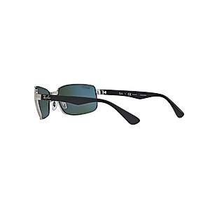 Ray-Ban RB3478 Rectangular Sunglasses, Gunmetal/Green Polarized, 60 mm