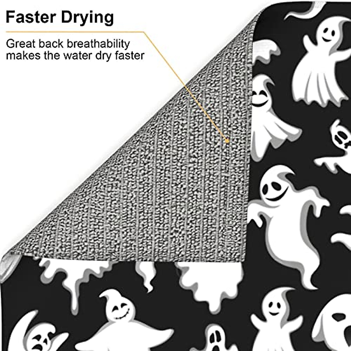 Halloween Goth Printed Drying Mat For Kitchen Ultra Absorbent Microfiber Dishes Drainer Mats Non-Slip Silicone Quick Dry Pad - 18 X 16inch
