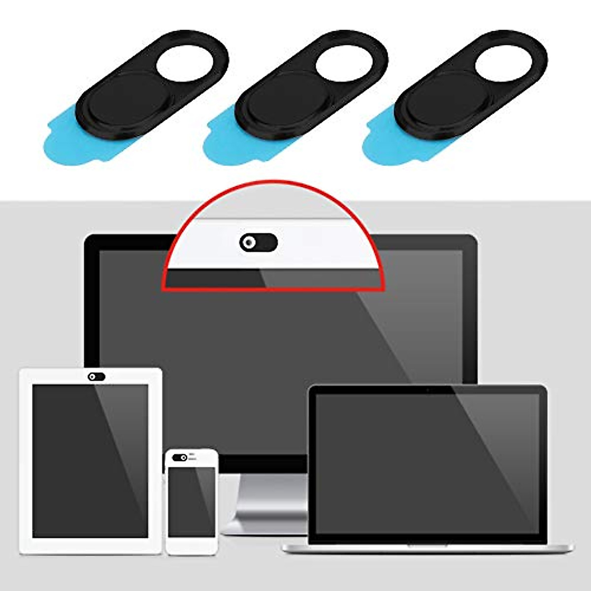 Simple Webcam Cover Sticker, Camera Protect Sticker, Security for Phone Smartphone Len(Black)