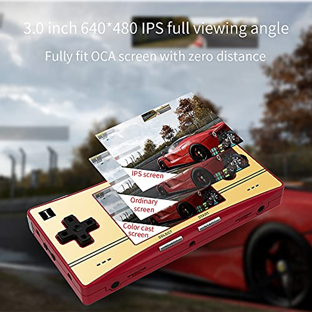 2021 Upgraded Opening Linux Tony System Handheld Game Console , Retro Game Console with 64G TF Card Built in 2500 Classic Games, Portable Video Game Console of 3 Inch IPS Screen (Red)