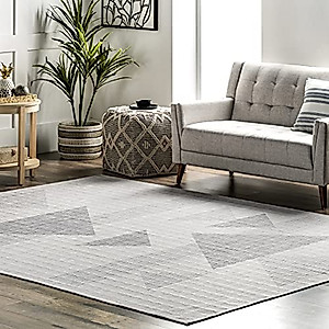 nuLOOM Kerrie Modern Triangles Machine Washable Area Rug, 4' x 6', Beige
