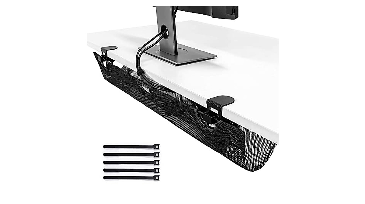 Under Desk Mesh Cable Management Tray - Easy & Safe Storage