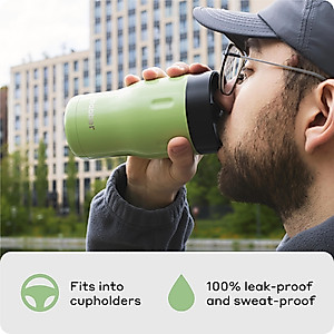 BOBBER Pack of 12 oz Insulated Stainless Steel Travel Mug & 20 oz Sport Tritan Bottle 100% Leakproof & Dishwasher safe (Mint Cooler)