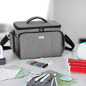 LUXJA Carrying Case Compatible with Cricut Joy and Easy Press Mini, Carrying Bag with Supplies Storage Sections, Gray