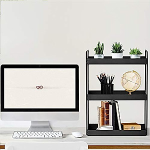 3-Tier Bathroom Countertop Organizer Vanity Tray Cosmetic & Makeup Storage Kitchen Spice Rack Standing Shelf, Black