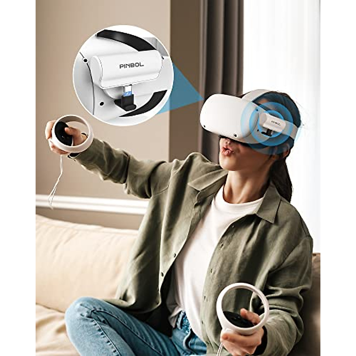 PINBOL Power Bank Battery Pack for Oculus Quest and Quest 2, Portable and Fast Charging Extended Battery, Lightweight Battery Pack for Extra Play Time, 3300mAh