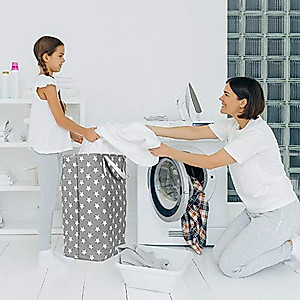 3 Pieces 72 L Large Storage Basket Kids Girls Baby Laundry Hamper Collapsible Clothes Toy Baskets with Handles for Dorm Nursery Home (Stripe, Curve, Star)