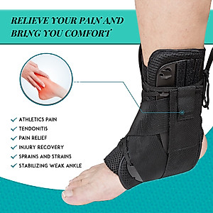 New Update Ankle Brace for Women & Men, Lace Up Ankle Braces with Stabilizers, Perfect Fit of Ankle Stabilizer Brace for Sprains, Ankle Wrap Support for Ankle Injury Recovery, Prevent Re-Injury (M)