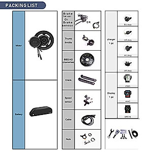 DERUIZ Mid Drive Motor Kit 750W Electric Bicycle Conversion Kits BBS02B for eBike Central Engine with Display(Optinal) for Mountain Bike