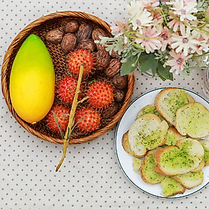 Rattan Bread Baskets for Serving Round Wicker Baskets for Gift Empty Set 3 Wicker Fruit Basket for Kitchen Counter Wicker Potato Basket for Potatoes and Onions Storage Bin for Pantry (Dark Brown)