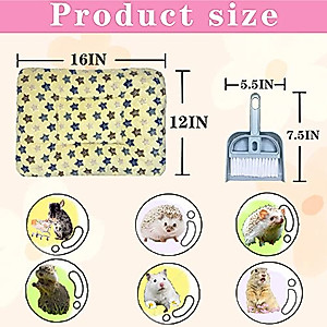 Irieiply 5 PCS 16"x12"x 2" Ultra Soft Cat Bunny Guinea Pig Hamster Bed Mats Small Animal Sleeping Bedding Pads with Cleaning Dustpan Brush, Cozy Rabbit Winter Sleep Cage Thickened Bed