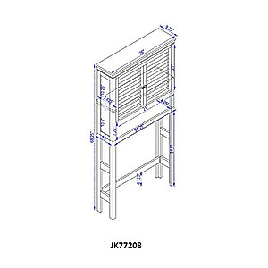 glitzhome 65.5" H Over-The-Toilet Space Saver Storage Bathroom Cabinet with 1 Adjustable Shelf and 2-Door, White