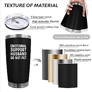 liabiliies Emotional Support Husband Do Not Pet Tumbler Coffee Tumblers 20 oz Tumbler with Lid and Straw Insulated Tumblers Stainless Steel Tumbler