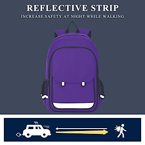ODAWA Violet Backpacks for Middle School Sturdy Durable Travel Gifts Presents Kids Backpack Ages 6-12
