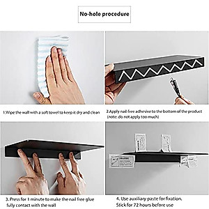 RIIPOO Bathroom Floating Shelf, No-Drill Wall Display Shelf, Storage Organizer Shelf for Bathroom, Living Room, Kitchen