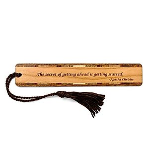 Agatha Christie Getting Ahead Quote On Handmade Wooden Bookmark - Also Available with Personalization - Made in USA