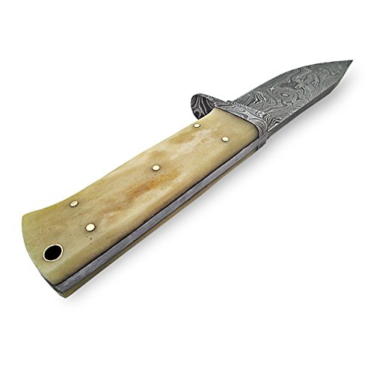 Knife King Handmade Damascus Hunting Knife-Natural Bone Handle-9" Fixed Blade Knife with Leather Sheath-Master Quality EDC Survival Knife-Camping Knife Ideal Gift for Men and Women