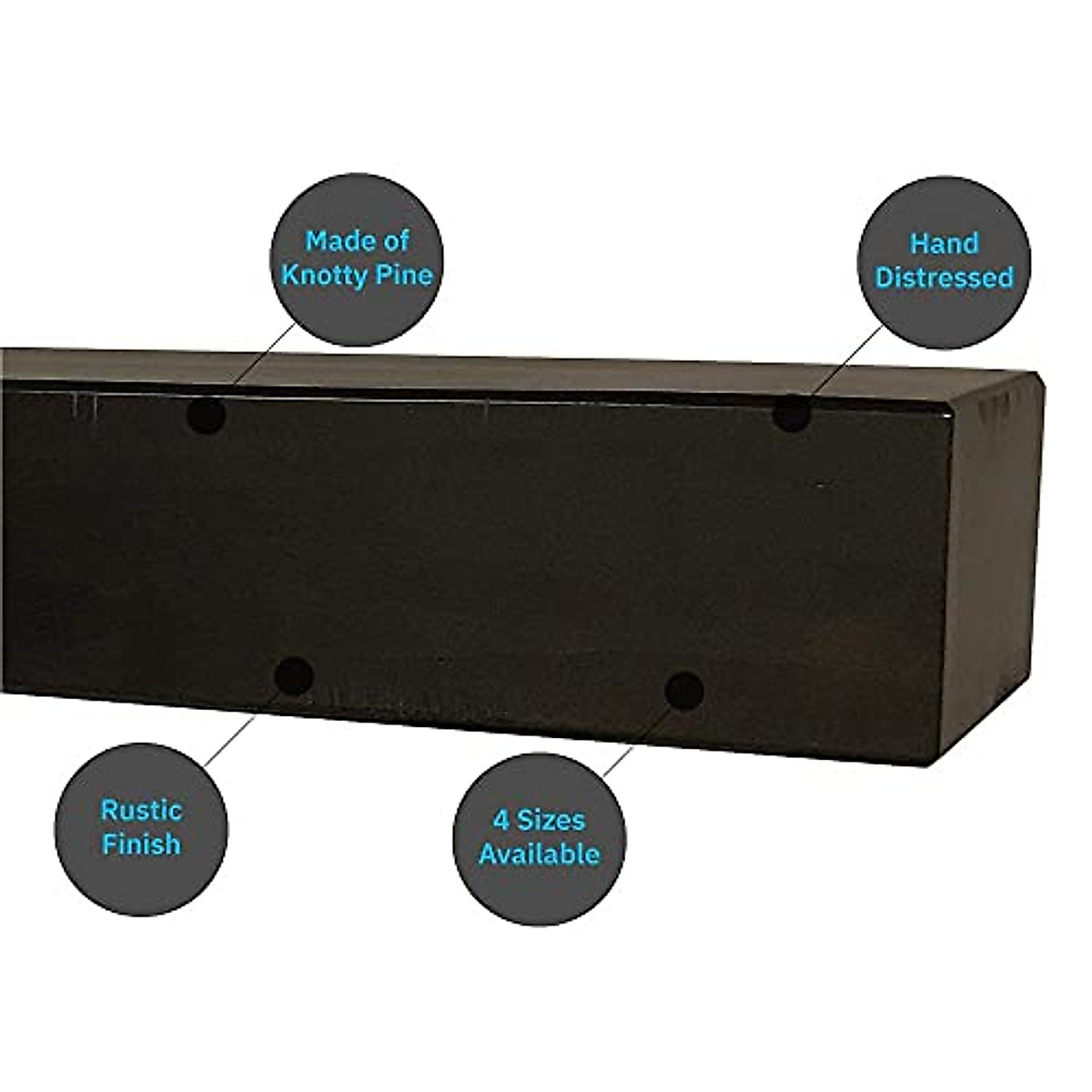 MANTELSDIRECT Dakota Floating Pine Wood Fireplace Mantel Shelf - Coffee Bean Color 72" Beautiful Wooden Rustic Shelf Perfect for Electric Fireplaces and More! Mantels Direct